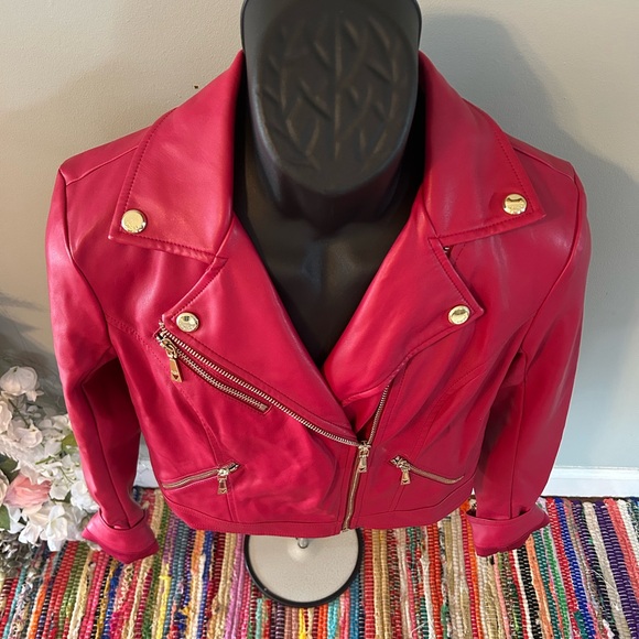 Guess | Jackets & Coats | New Guess Zipper Leather Jacket Premium Red ...